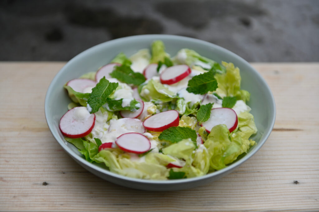 Radijs salade met een frisse munt dressing - Koken met Gabie
